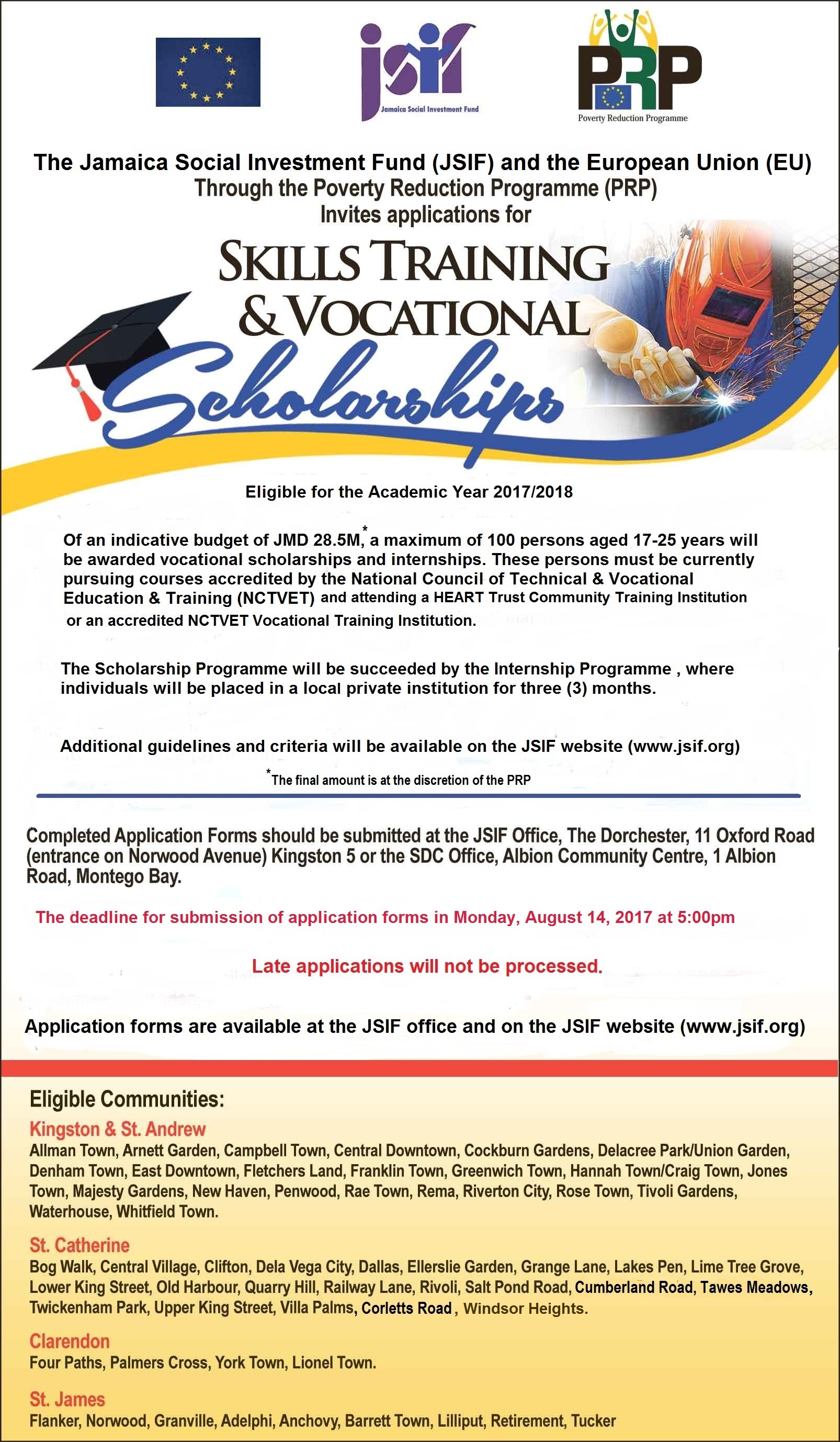 PRP Vocational Scholarship 2017 | Jamaica Social Investment Fund (JSIF)